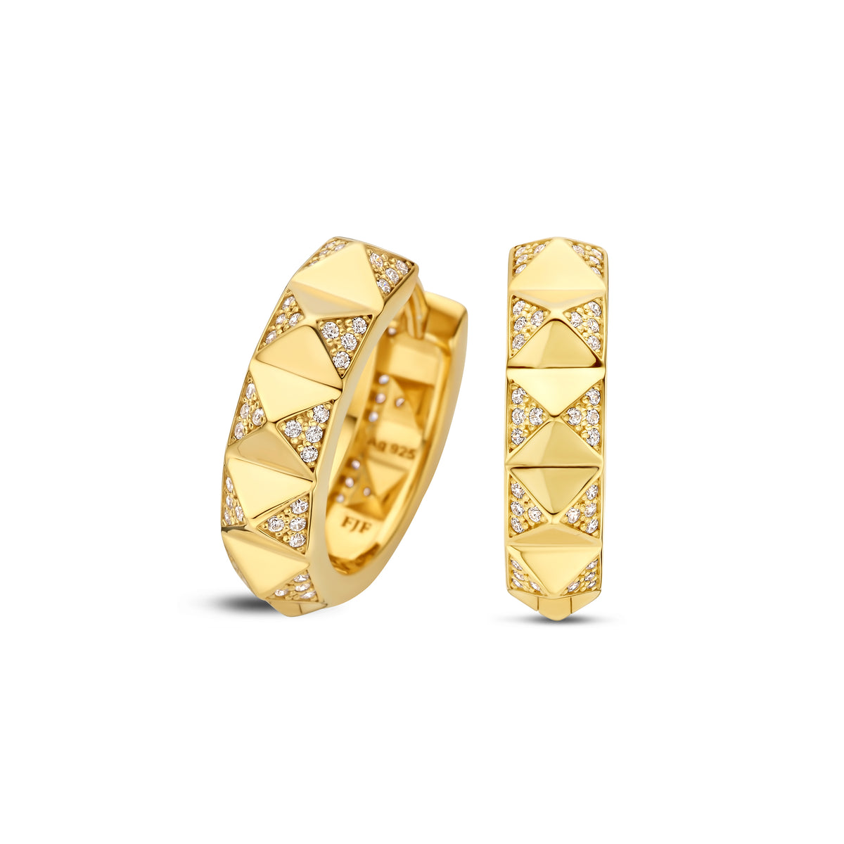 Grand Pyramids Pavé Hoops 16mm – FJF JEWELLERY